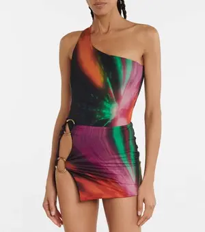 LOUISA BALLOU Double Ring Printed Miniskirt