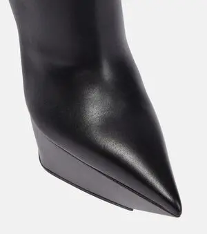 Amina Muaddi Yigit Leather Platform Ankle Boots