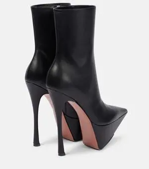 Amina Muaddi Yigit Leather Platform Ankle Boots