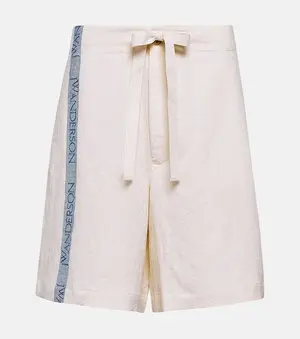 JW Anderson High-rise Cotton And Linen Shorts - Neutrals