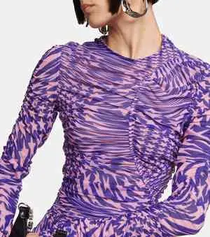 MUGLER Ruched Mesh Midi Dress