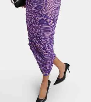 MUGLER Ruched Mesh Midi Dress