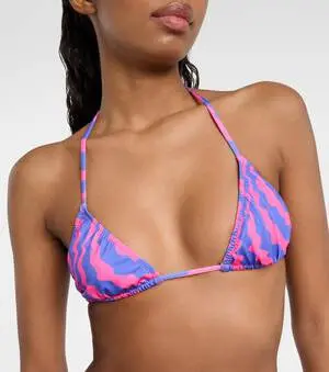 BANANHOT Bell Triangle Bikini Top In Purple Waves - Multicoloured