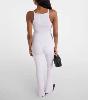 COURREGES Logo Ribbed-knit Tank Top