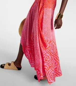 Poupette St Barth Mabelle Printed Front-slit Maxi Dress