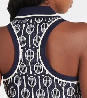 Tory Burch Cropped Intarsia Polo Shirt