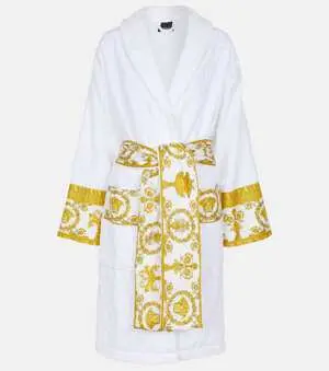 Versace Baroque Cotton Bathrobe - White