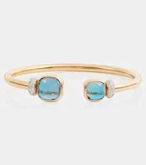 Pomellato Nudo 18kt Rose Gold Cuff Bracelet With Topaz And Diamonds - Blue