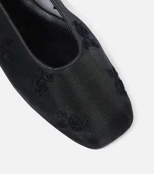 Magda Butrym Embroidered Mesh Ballet Flats - Black