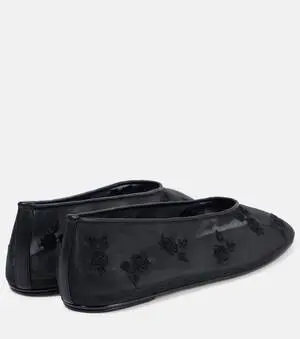 Magda Butrym Embroidered Mesh Ballet Flats - Black