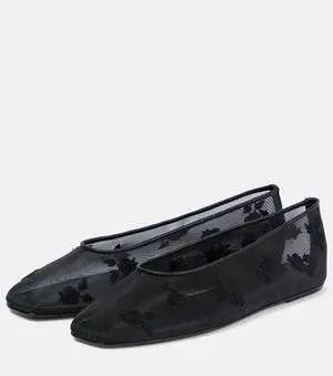 Magda Butrym Embroidered Mesh Ballet Flats - Black