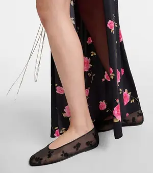 Magda Butrym Embroidered Mesh Ballet Flats - Black