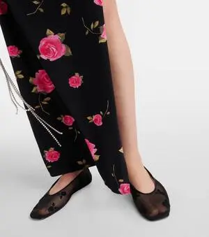 Magda Butrym Embroidered Mesh Ballet Flats - Black