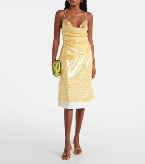 XU ZHI Sequin Draped Open Back Top - Yellow