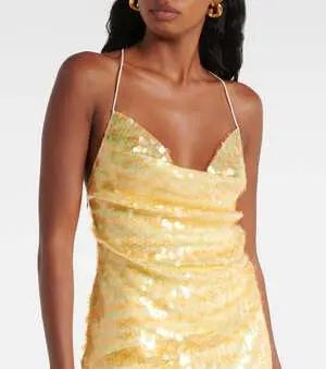 XU ZHI Sequin Draped Open Back Top - Yellow