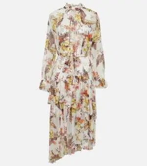 Zimmermann Matchmaker Floral Tiered Midi Dress