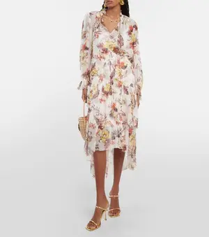 Zimmermann Matchmaker Floral Tiered Midi Dress