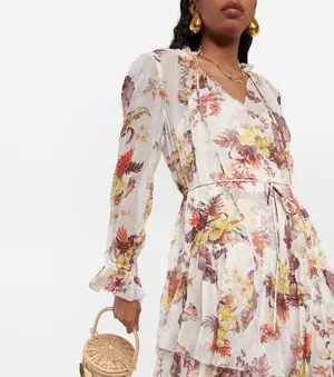 Zimmermann Matchmaker Floral Tiered Midi Dress