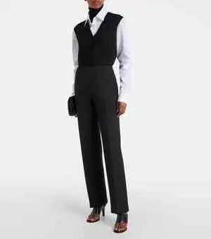 THE ROW Vesco Wool Straight Leg Pants