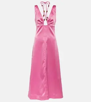 GANNI Satin Midi Dress - Pink