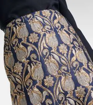 Valentino Garavani Mossi Brocade Midi Skirt