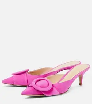 GIANVITO ROSSI Portofino Suede Mules - Pink