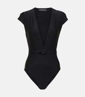 ADRIANA DEGREAS Belted Swimsuit - Black