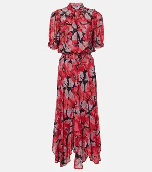 Polo Ralph Lauren Floral Georgette Midi Dress - Red