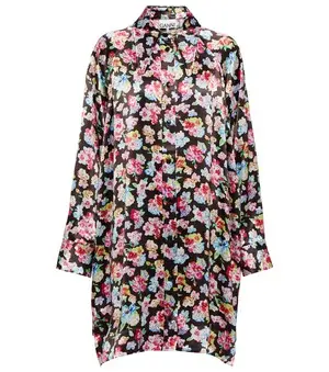GANNI Floral Satin Shirt - Black