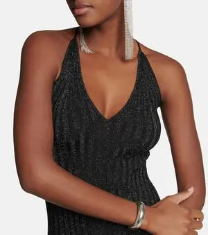 Galvan Rhea Metallic Knit Midi Dress - Black