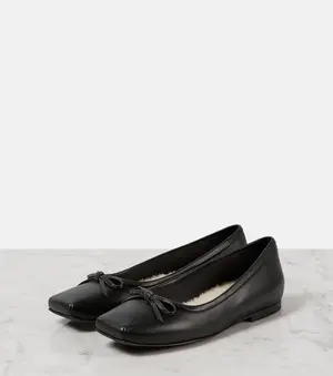 Brunello Cucinelli Monili Bow Detail Leather Ballet Flats