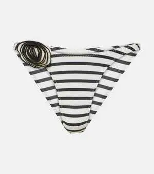 SAME Rosette Striped Bikini Bottoms - White