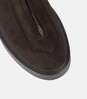 THE ROW Zipped Suede Ankle Boots - Brown
