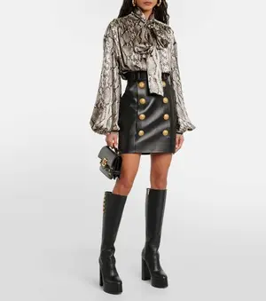Balmain Snake-print Silk Blouse