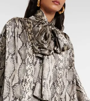 Balmain Snake-print Silk Blouse