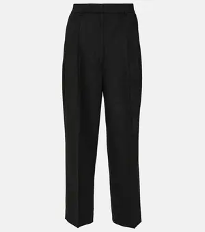 TOTEME High-rise Cropped Straight Pants - Black