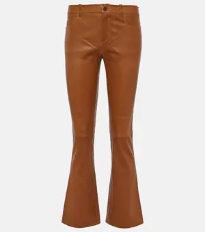 Stouls Dean 22 Leather Flared Pants - Brown