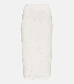 Vince Smocked Cotton-blend Midi Skirt