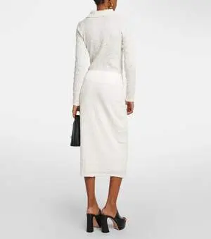 Vince Smocked Cotton-blend Midi Skirt