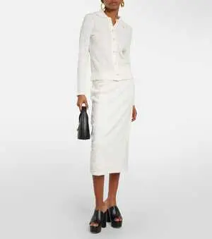 Vince Smocked Cotton-blend Midi Skirt