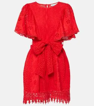 Melissa Odabash Kara Cotton Broderie Anglaise Minidress - Red