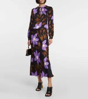 Velvet By Graham & Spencer Kaiya Printed Satin Midi Skirt - Multicoloured