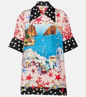 Dolce & Gabbana Printed Silk Satin Shirt