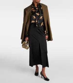 Dries Van Noten Satin Crepe Maxi Skirt