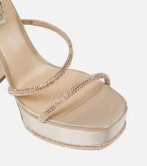 Rene Caovilla Embellished Satin Platform Sandals - Gold