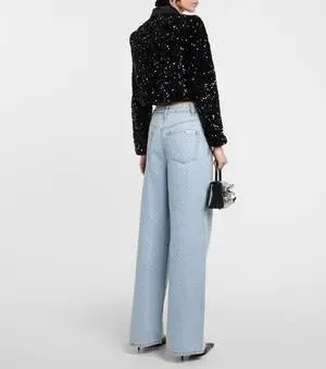 SELF-PORTRAIT Sequined Cropped Jacket