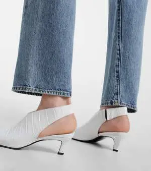TOTEME The Croco Slim Leather Slingback Pumps