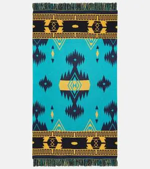 Alanui Icon Wool-blend Jacquard Blanket - Blue