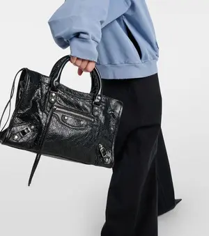 Balenciaga Le City Small Leather Shoulder Bag - Black