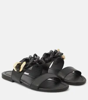 See By Chloé Lynette Leather Chain Detail Flat Sandals